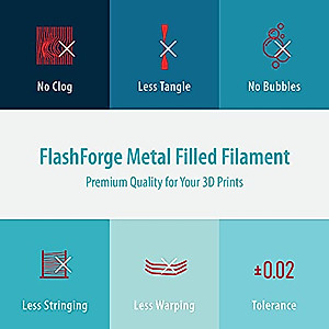 FLASHFORGE D-Series Metal Filled 3D Printer Filament, 1.75mm (Aluminum), 0.5kg Spool (1.1lbs), Guaranteed Fresh, Dimensional Accuracy +/- 0.02mm, Tangle-Free, Fits Most FDM Printers [Risk-Free]