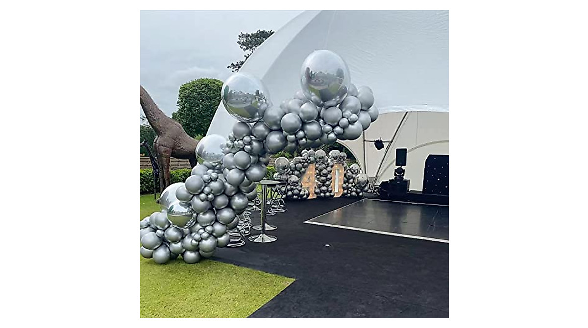 DKCPISCO Silver Metallic Balloon Arch Kit - Elegant DIY Party Decor