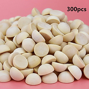 300pcs Half Wood Balls Unfinished Split Wood Balls Round Half Wooden Balls Wood Craft Balls Decorative Natural Mini Split Wood Balls for DIY Craft Christmas Ornaments (15mm)