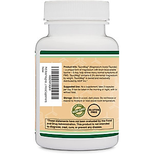 Magnesium Acetyl-Taurate (ATA MG, TauroMag) Novel and Patented Form of Magnesium for PMS and Cramp Relief (60 Capsules, 350mg) PMS Relief Magnesium Supplement by Double Wood Supplements