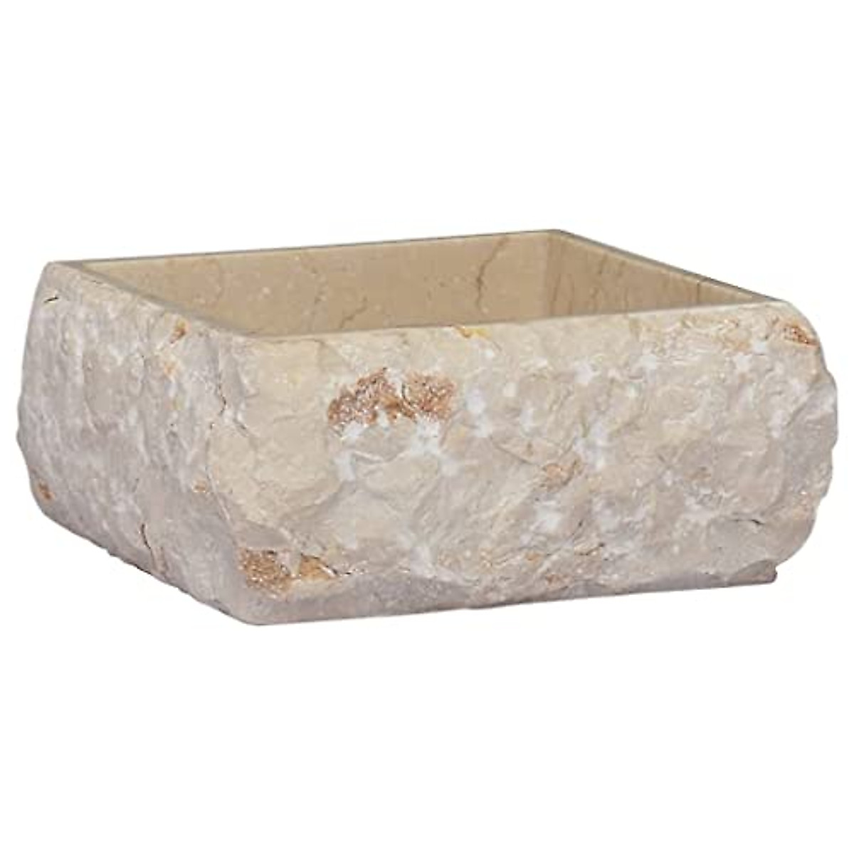 Sink Cream 11.8"x11.8"x5.1" Marble,Modern Marble Sink: A Touch of Elegance for Your Bathroom or Washroom Bath Fixtures，Bathroom Sinks