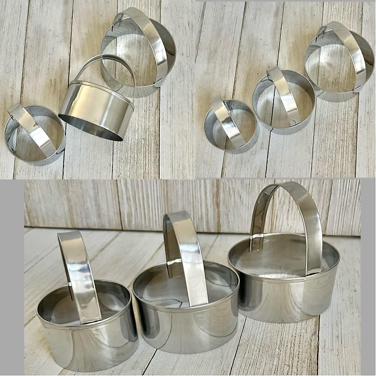 3 Pieces Round Biscuit Cutter with Handle - Stainless Steel Round Circle Doughnut Cutter Baking Molds Assorted Size
