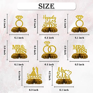 Maicaiffe Mr & Mrs Table Honeycomb Centerpieses Decorations - Glitter 8 Pcs Wedding Engagement Party Table Toppers Decor - Bridal Shower - Wedding Party Decoration Supplies