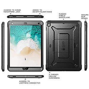 SUPCASE Unicorn Beetle PRO Case for iPad Air 3 (2019) and iPad Pro 10.5'' (2017), Heavy Duty with Built-in Screen Protector Full-body Rugged Protective Case (Black)