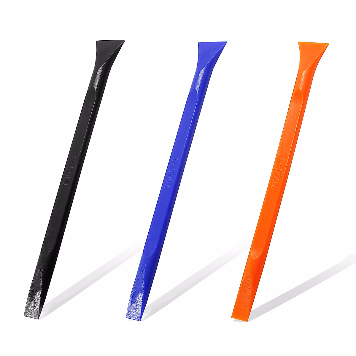 Moicstiy 12Pcs Plastic Scraper Cleaning Tool Non-Scratch Carbon Fiber Multi-Purpose Stiff Scraper Pen-Shaped Scraper Tool for Paint, Stickers Label, Food, Tight Spaces, Crevices (Black & Blue)