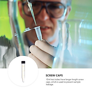 ULTECHNOVO 10pcs Conical Centrifuge Tubes 15ml Glass Test Tubes with Screw Cap for Laboratory Non - pyrogenic DNase/RNase - Free Human DNA - Free
