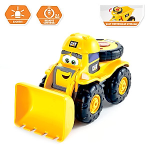 CAT Construction Toys, RC Remote Control Loader Truck - 10.5 Inch Length, Child Friendly Controller, Stowable Controller, Working Headlights - Batteries Included!