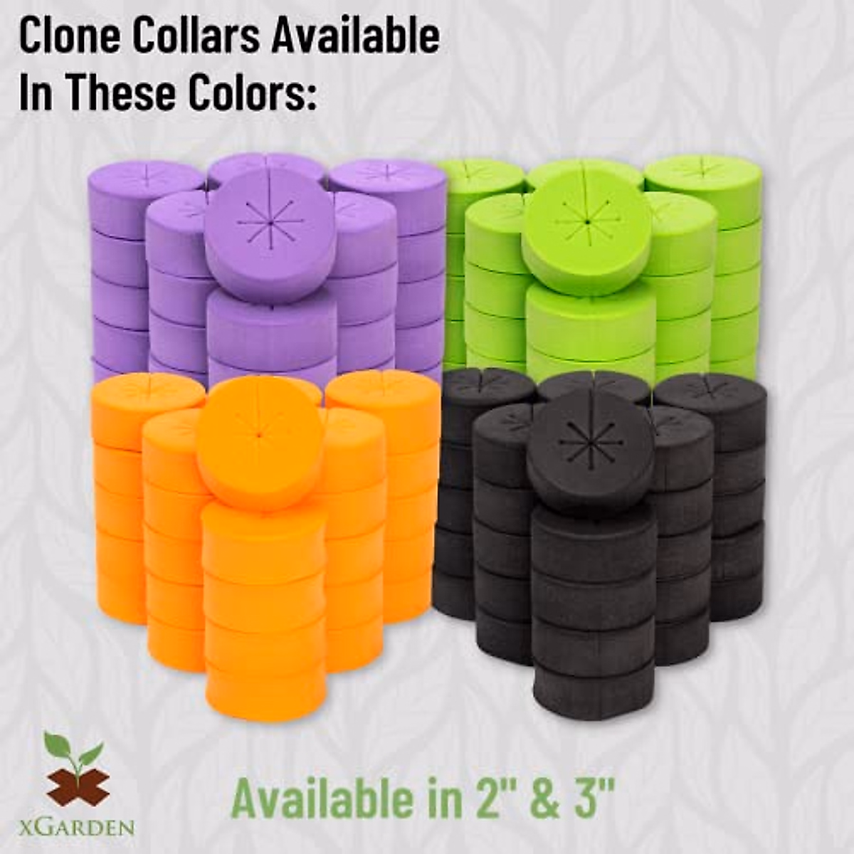xGarden Neoprene Clone Collars - 120 Pack Cloning Collars, 2" Inch, Multi-Color - DIY Foam Cloner Inserts for Net Pots, Hydroponics, Aeroponics