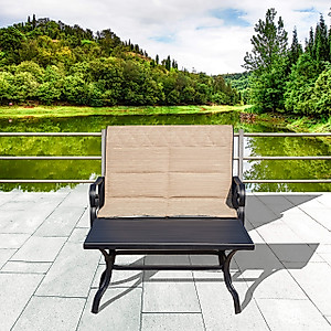 LOKATSE HOME 2 Pieces Outdoor Furniture Patio Bench Glider Chair Metal Coffee Table, Loveseat Set, Beige