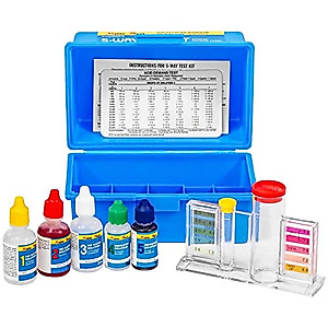 XtremepowerUS 5-Way Swimming Pool Test Kit pH, Chlorine, Bromine, Alkalinity Chemistry Testing with Case