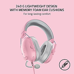 Razer BlackShark V2 X Gaming Headset: 7.1 Surround Sound - 50mm Drivers - Memory Foam Cushions - for PC, PS4, PS5, Switch - 3.5mm Audio Jack - Quartz Pink