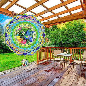 Hummingbird Wind Spinners for Yard and Garden,3D Wind Spinner, 12 inch Metal Wind Sculpture Stainless Steel Wind Catchers for Outdoor Indoor Crafts Ornaments Decoration Gifts(Hummingbird)