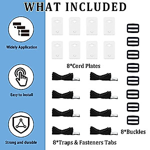 Gekufa Pool Cover Straps, Solar Cover Reel Strap kit for In-Ground Swimming Pools, Including 8 Straps with Hoop and Loop Tapes, 8 Fastener Plates, 8 Buckles