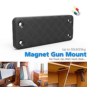 2-Pack Gun Magnet Mount, 55 lb Rating,Magnetic Gun Holster| Rubber Coated Gun Holder for Handgun, Shotgun, Rifles, Revolvers| Beside Holster, Using in Cars, Trucks, Wall, Desk (2-Pack Black)