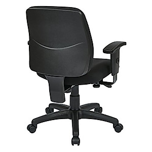 Office Star Deluxe Adjustable Office Task Chair with Ratchet Back Height Adjustment and Thick Padded Seat, with Arms, Coal FreeFlex