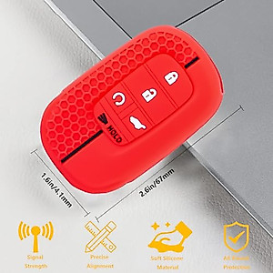 BE Key Fob Cover for Honda, Civic Silicone Key Protector with Keychain Compatible with Honda Accord Civic HR-V CR-V Pilot Sport SI EX EX-L Touring, Honeycomb Key Shell 5 Buttons Black + Red, 2PCS