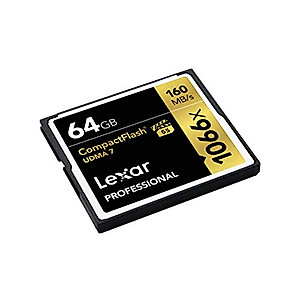 Lexar Professional 1066x 64GB CompactFlash Card, Up to 160MB/s Read, for Professional Photographer, Videographer, Enthusiast (LCF64GCRBNA1066)