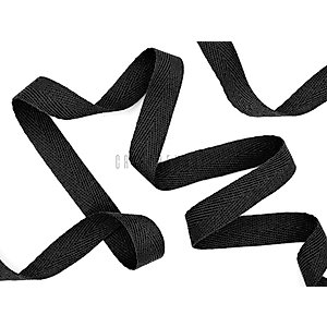 CRAFTMEMORE 1 Inch Twill Tape Fabric Ribbons Webbing Herringbone Twill Bias Binding Tape for Clothes Sewing Craft Trim Lace 18 Yards (MP26 Black)
