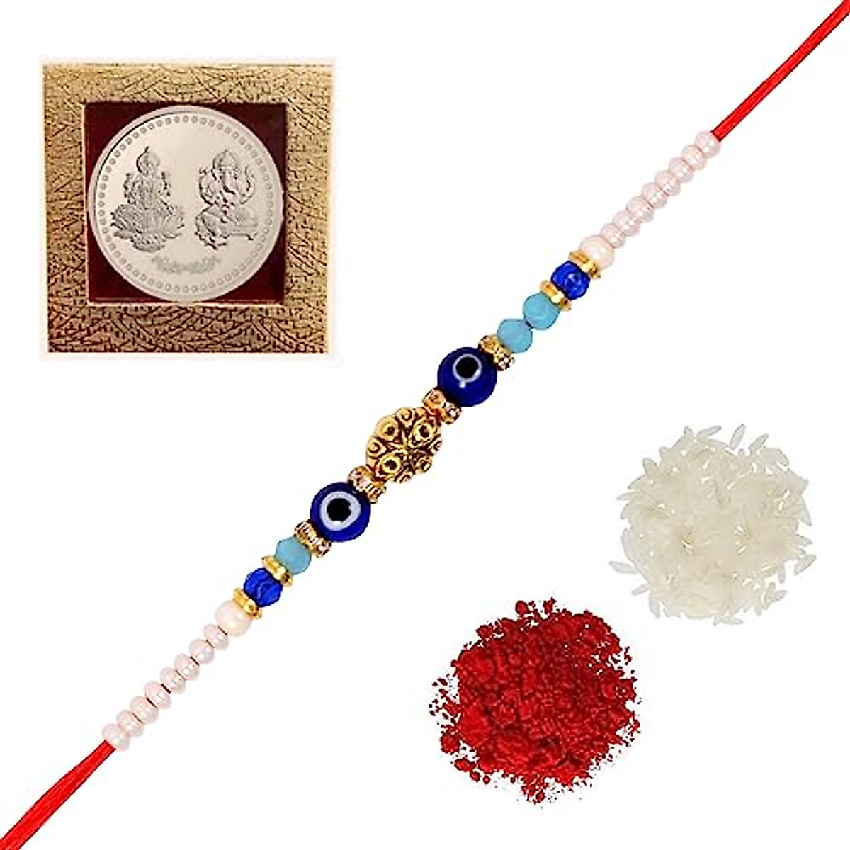 Amba Handicraft Rakhi/Rakhi for Brother/Rudraksha Rakhi/Send rakhi to USA/Rakhi for Brother with Gift Set/Rakhi Bracelet/rakhi for brother and bhabhi/Rakhi Set