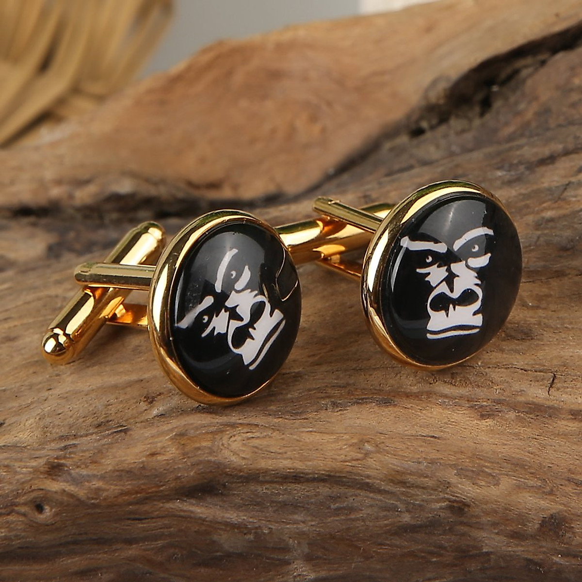 Cufflinks for Men World Map Cuff links Wedding Gifts for Father Grandfather Dad Tie Clip Bar (World map Cufflinks and tie clips gold)