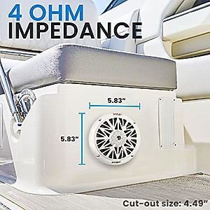 Pyle 5.25 Inch Dual Marine Speakers - 2 Way Waterproof and Weather Resistant Outdoor Audio Stereo Sound System with 150 Watt Power, Poly Carbon Cone, Cloth Surround and Low Profile Design - 1 Pair
