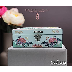 SoSHESHINES Mother of Pearl Small Jewelry Box - Premium Packaging for Gifts for Women, Thank you Gifts, Mom birthday Gifts, Korean Traditional Sea Shell Premium Handmade (Peony_WHITE)