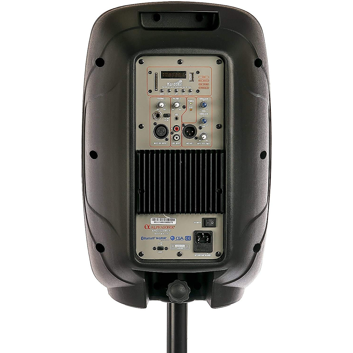 Alphasonik 10" Powered 1600W PRO DJ Amplified Loud Speaker Bluetooth USB SD Card AUX MP3 FM Radio PA System LED Ring Karaoke Mic Main Monitor, Band Church, Party, Guitar Amp, Home, BBQ w/Tripod Stand