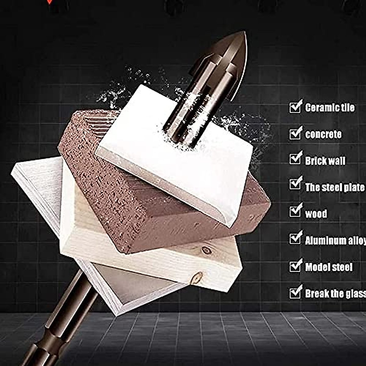 5/7PCS Efficient Universal Drilling Tool, Titanium Combination Drill Tap Bits Set, Triangle Drill Bit, Glass, Tile and Concrete Drill Bit, Multifunctional Cross Alloy Drill Bit Tip Tools (7 PCS)