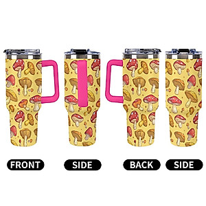 The Various Mushroom Art 40 Oz Tumbler Insulated Stainless Steel Water Bottle Travel Mug Car Cup with Handle And Straw