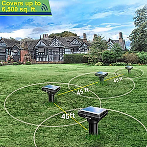 Apello Mole Repellent Pack of 4 Mole Chaser Vole Deterrent Mole Repeller Solar Powered Gopher Repellent Ultrasonic No Mole Killer Gopher Trap Harm to Your Yard