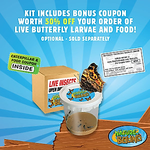 Nature Bound Butterfly Growing Kit - Live Caterpillar to Butterfly Project for Kids - includes Voucher for Caterpillars, Green Pop-Up Enclosure, and STEM Learning Guide