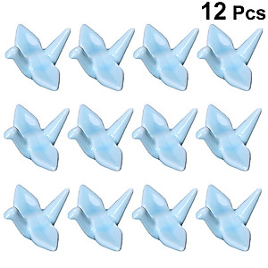 White Decorative Pillow 12pcs Japanese Chopsticks Rest, Origami Crane Chopstick Holder Ceramic Chopsticks Holder for Home Table (Blue)