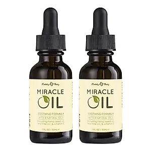 Earthly Body Miracle Oil, 1 fl. oz. - 2 Pack - 100% Natural Tea Tree Oil, Hemp Seed Oil & Vitamin E - Moisturizer, Calms Skin Irritations, Helps Smooth Wrinkles - Gluten Free, 100% Vegan