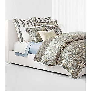 Lauren Ralph Lauren Riley Paisley Brown Blue Grey Full Queen 3 pc Duvet Set Shams (Queen (U.S. Standard))