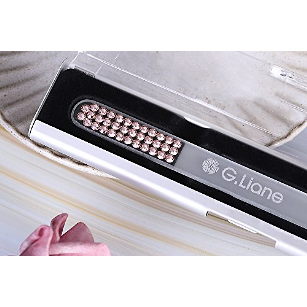 Glass Nail File With Austria Crystals – G.Liane Professional Crystal Fingernail Files In Aluminum Case Perfect Manicure Set For Women Men Kids Nail Care Gift Set (Pink Crystals)