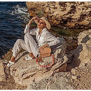 YXILEE Straw Bag Straw Purses for Women Summer Clutch Crossbody Shoulder Bags for Women Small Beach Cell Phone Wallet Purse Handmade Envelope