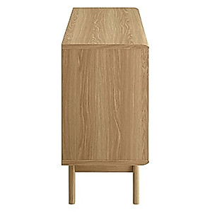 Modway Render Mid-Century Modern Two-Tier Display Stand in Oak