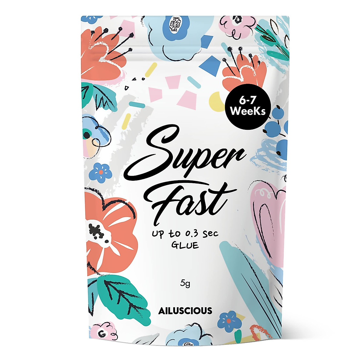 Ailuscious / Super Fast / Eyelash Extension Glue / Professional Lash Extensions / 0.3 - 0.5 Sec Dry Time / 6 - 7 weeks Retention / 5g False Eyelash Lash Glue