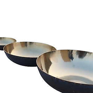 De Kulture Ayurveda Pure Kansa Bronze Nested Bowls Set of 3 for Biryani, Ramen, Noodle, Macaroni, Spaghetti and Pasta, Ideal for Serving & Dining Table Decoration