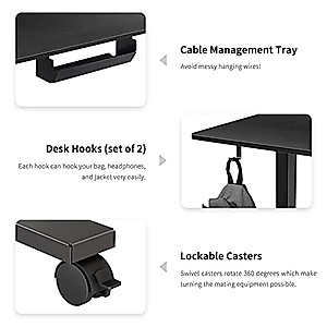 FEZIBO Crank Adjustable Height Standing Desk, 48 x 24 Inches Manual Stand up Desk, Sit Stand Desk with Handle, Home Office Desk with Black Top and Black Frame