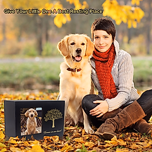 Amvnotia Pet Memorial Urns for Dogs or Cats Ashes, Large Wooden Dog Cremation Urns with Personalized Photo Frame, Dog Urn Keepsake Box with Ashes Bags, Loss Pet Remembrance Gift, Waterproof Face