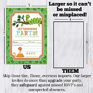 Snake Themed Birthday Party Invitations, 20 5x7 Fill In Cards with Twenty White Envelopes by AmandaCreation