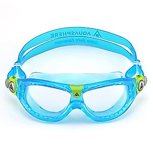 Aqua Sphere Seal Kid 2 Kids Swim Goggles - Ultimate Underwater Vision with Comfort, Anti Scratch Lens & Hypoallergenic | Unisex Children, Clear Lens, Turquoise/Turquoise Frame (MS5064343LC)