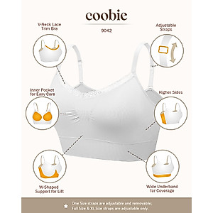 Coobie Seamless V-Neck With Lace Bra, White,One Size