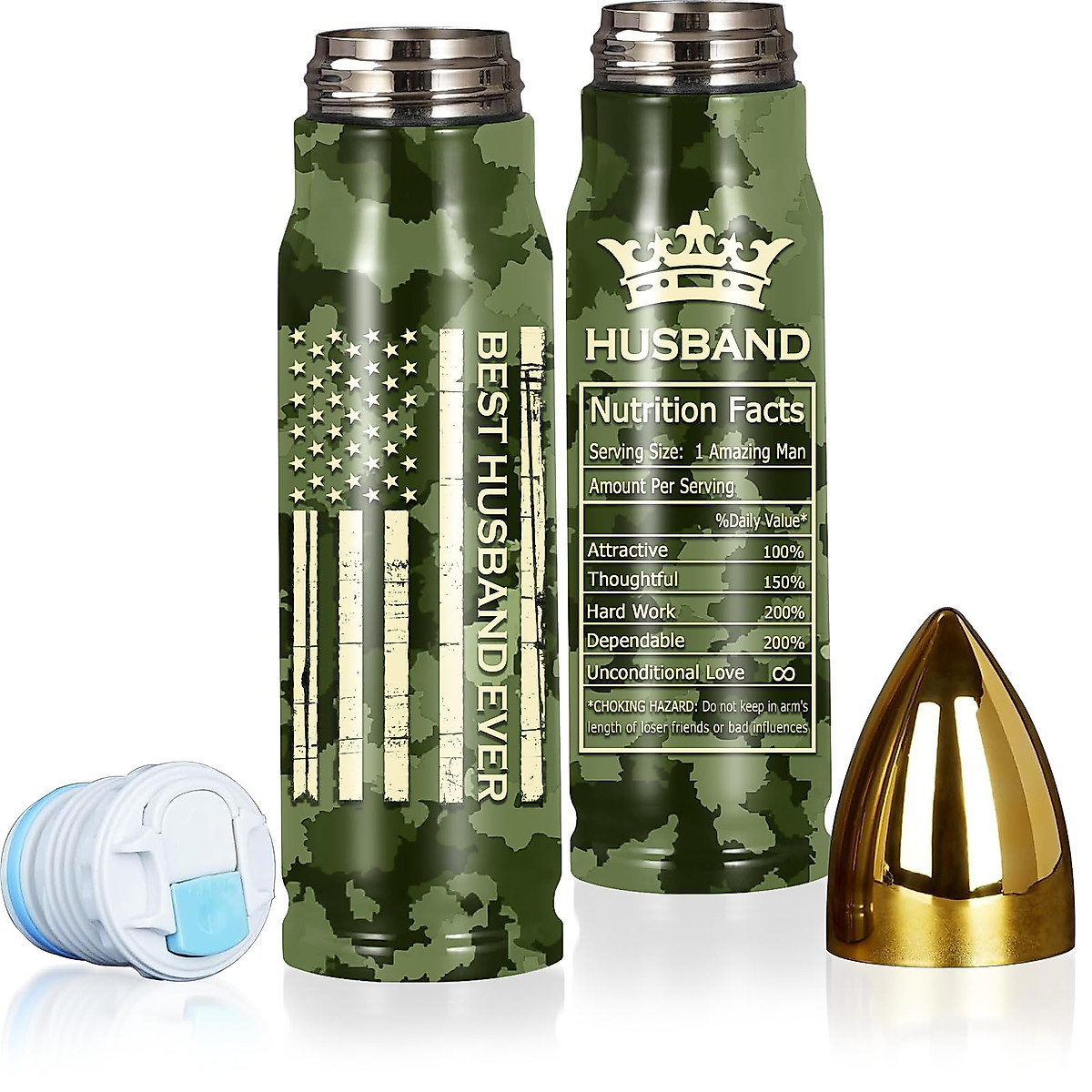 RHONGE Gifts For Husband, Husbands Bullet Tumbler 17 Oz, Camo Gifts Bullet Tumbler For Him From Wife, Birthday Valentine's Day Anniversary Present, Best Husband Ever Cup