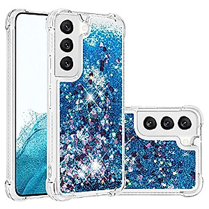 Phone Case Cover Glitter Case Compatible with Samsung Galaxy S22 Case Compatible with Women Girls Girly Sparkle Liquid Luxury Floating Quicksand Transparent Soft TPU Phone Case Bags Sleeves (Color :