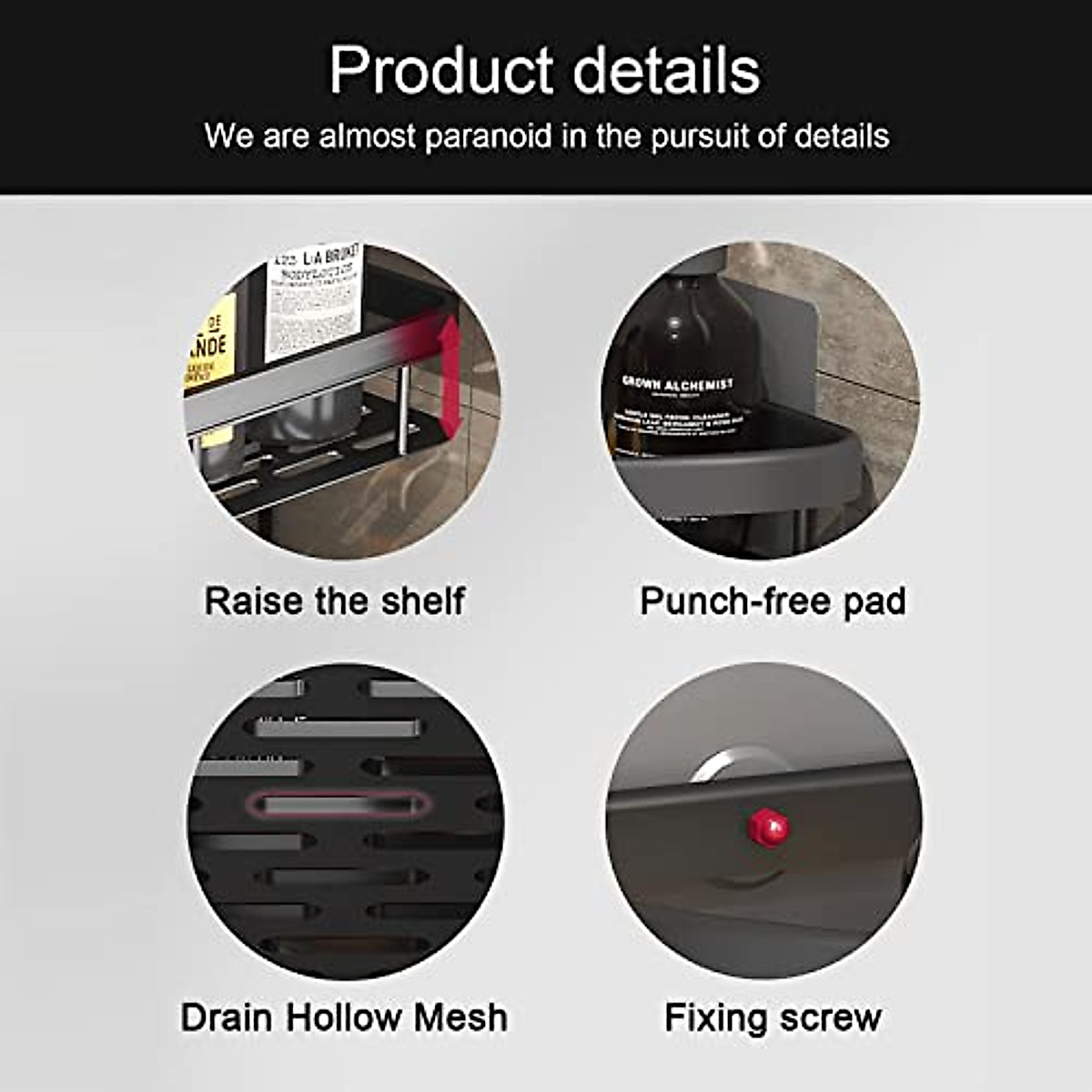 XYMYNB Corner Shower Caddy 2PCS, Bathroom Storage Shower Organizer, Bathroom Shower Shelves with 4 Hooks, 1 Soap Dish