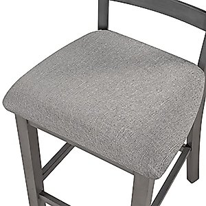 UMISOL 5 Piece Square Dining Table Set for Small Space, Farmhouse Style Counter Height Table Set with 2 Tier Storage Shelving and 4 Padded Chairs (Gray)