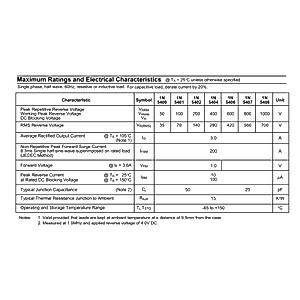 通用 horinker 100pcs 1N5406 Silicon Rectifier Diodes 3Amp,600V.