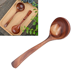 Cookware Utensil, Long HandleWood Ladle Soup Serving Spoon Kitchen Tool for Nonstick Cookware (large)